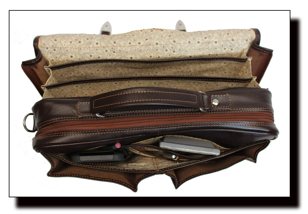 Ropin West Buckled Western Leather Briefcase - Cowboy Luggage
